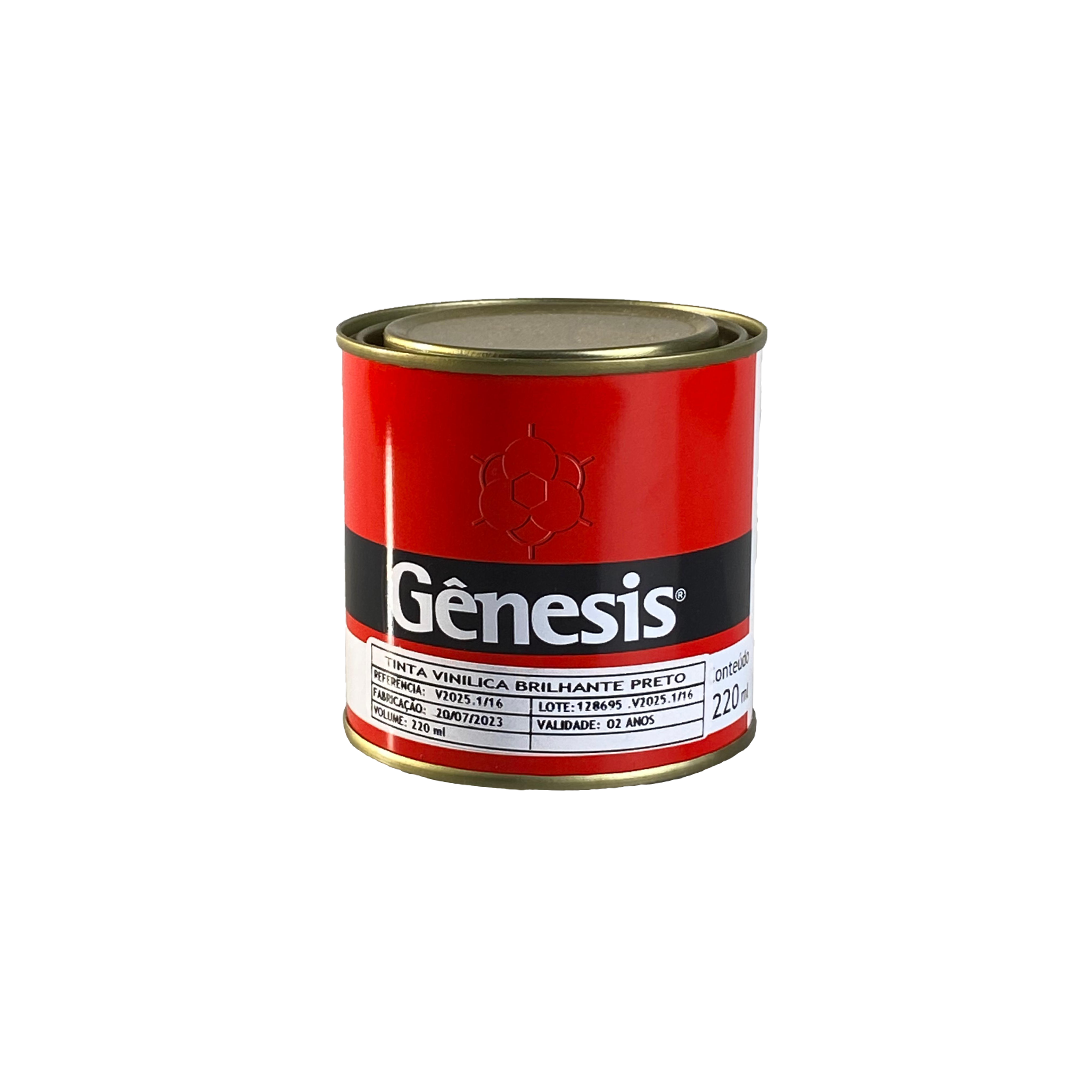 Tinta Vinílica brilhante Preta Gênesis 220ml | Minas Couros